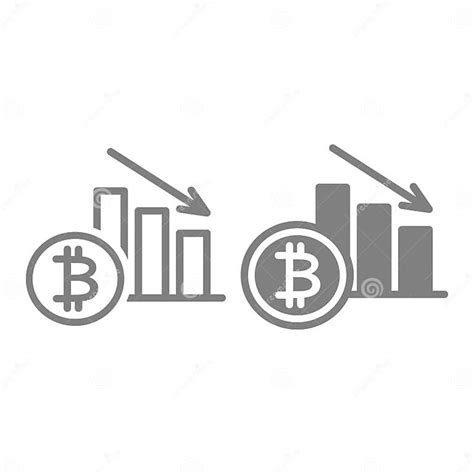 Bitcoin Rate Decrease Line And Glyph Icon Cryptocurrency Graphic Down