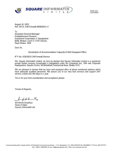 Declaration Of Accommodation Capacity Sil Icb V1 Pdf Business