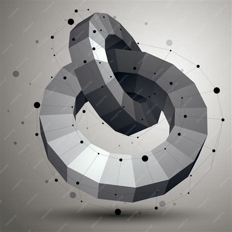 Premium Vector Abstract 3d Structure Polygonal Network Object Grayscale Deformed Figure