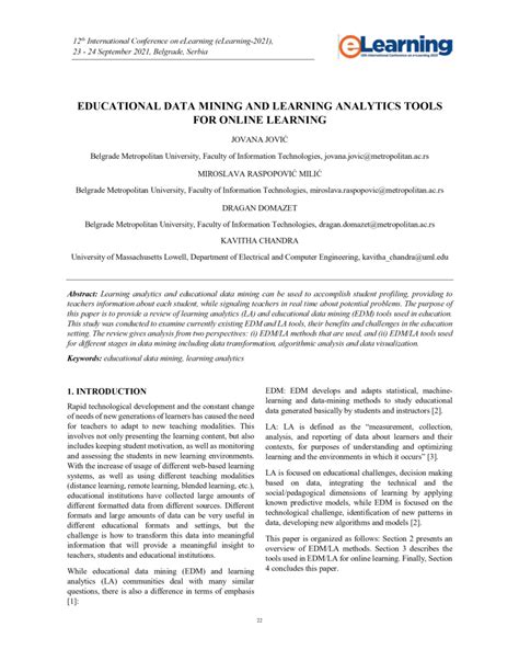 Pdf Educational Data Mining And Learning Analytics Tools For Online Learning