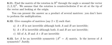 611 Find The Matrix Of The Rotation In R³ Through The Angle α Around Th