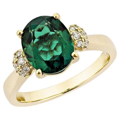 239 Carat Lab Grown Emerald Classic Ring In 14kyg With White Diamond