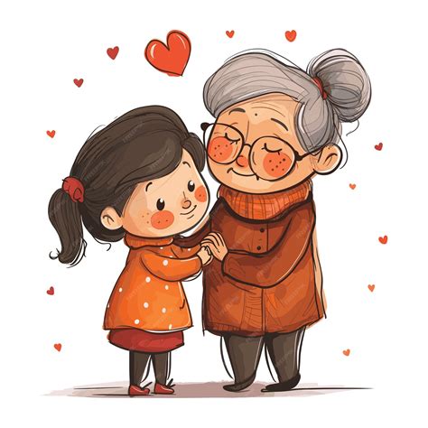 Premium Vector A Loving Grandmother Hold Granddaughter