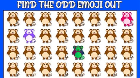 Find The Odd Emoji Out 35 Spot The Difference Emoji Emoji Puzzles