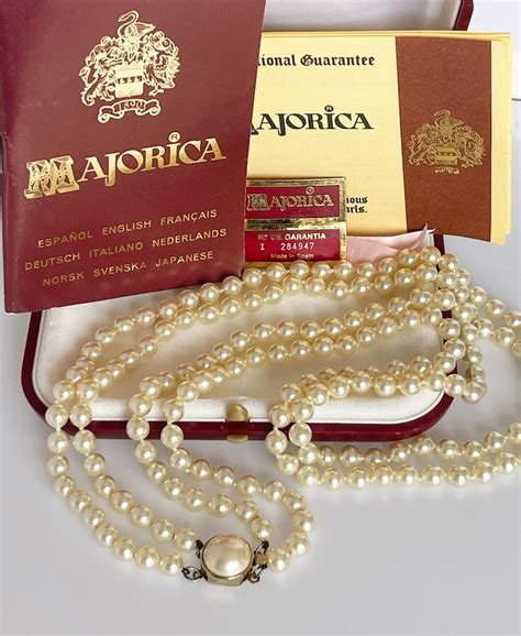 Vintage Majorica Pearl Necklace 925 Gold Silver Clasp 24 Cream Pearl