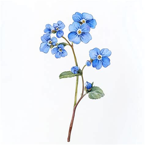 Printable Forget Me Not Art Watercolor Forgetmenot Blossom Spring
