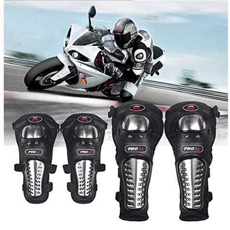 Steel Protection Knee Elbow Shin Pads Armour Guard Motocross Motorcycle