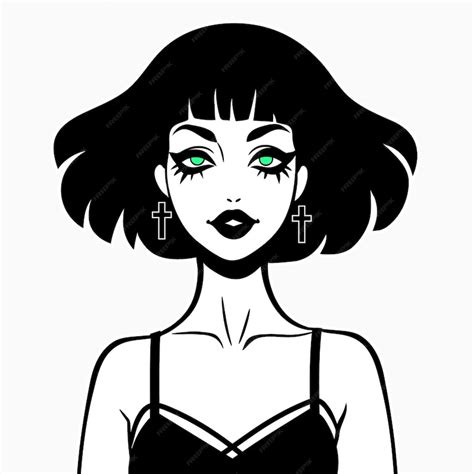 Premium Vector Cute Smiling Goth Girl With Short Hair