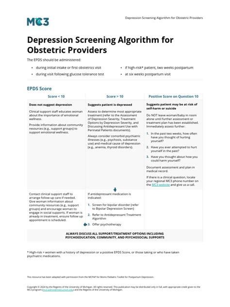 Depression Screening Algorithm For Obstetric Providers Pdf Pdf