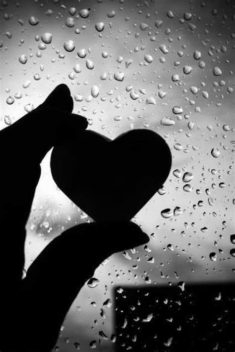 I Love The Rain Black And White Rain Heart Window Hand Wet Like