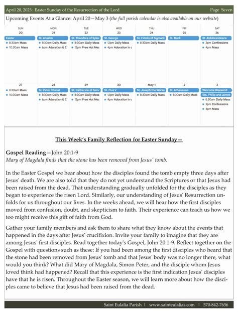 Saint Eulalia Parish Bulletin For April 20 2025