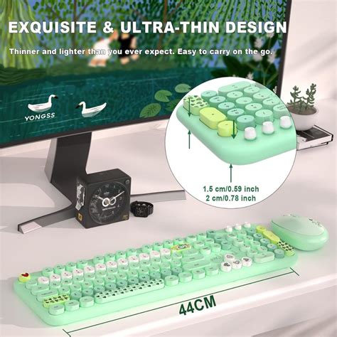 44 9 Wireless Keyboard And Mouse Set 104 Round Keys Full Size Cute