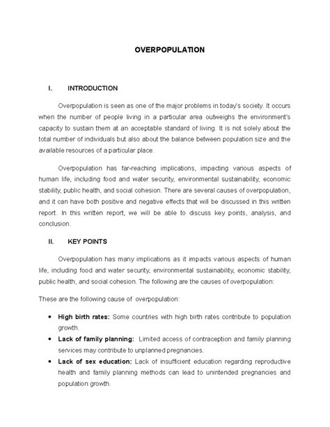 Overpopulation Overpopulation I Introduction Overpopulation Is Seen