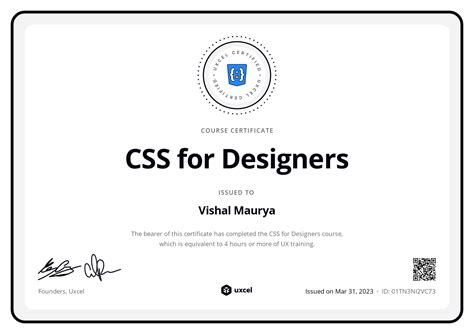Certificate Of Completion For Css Foundations Uxcel