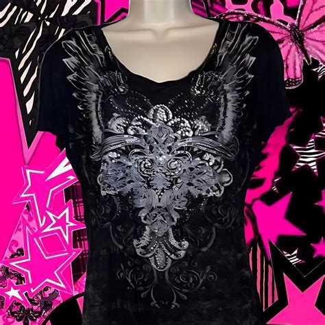 Mcbling Y2k Emo Grunge Black Angels And Diamonds Depop