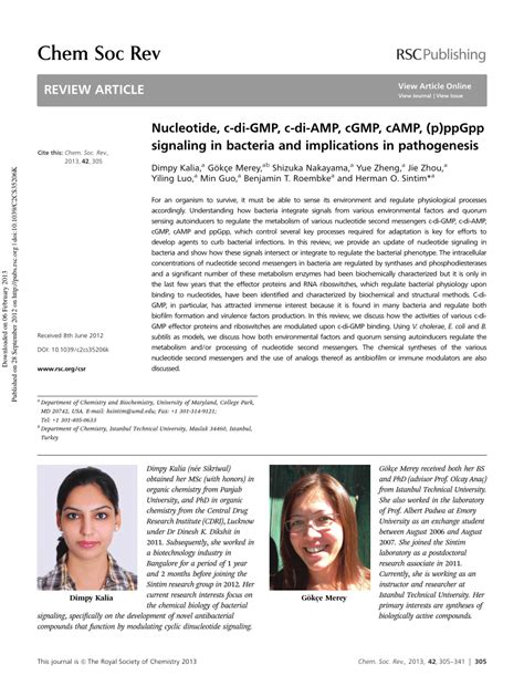 Pdf Nucleotide C Di Gmp C Di Amp Cgmp Camp P Ppgpp Signaling In Bacteria And