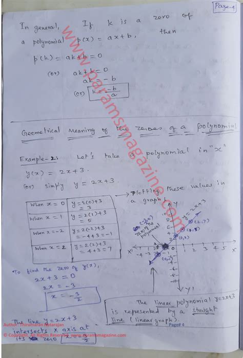 Polynomials Maths Notes Class CBSE Mathematics Chapter