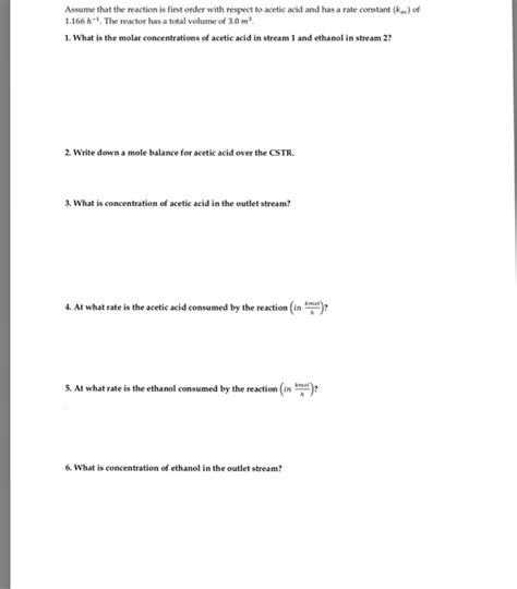 Solved Process Slow Reaction In CSTR Consider The Chegg