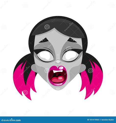 Scary Zombie Girl Vector Illustration Halloween Stock Vector