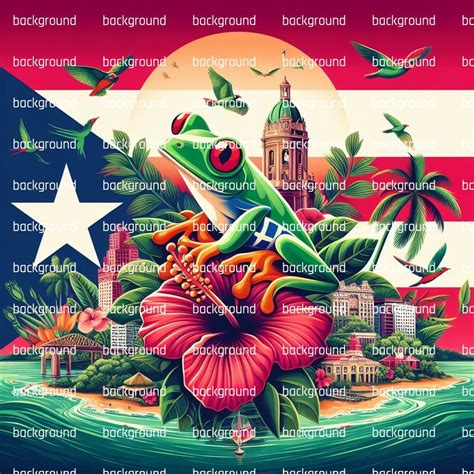 Puerto Rican Flag Art Tropical Island Design Digital Download Etsy