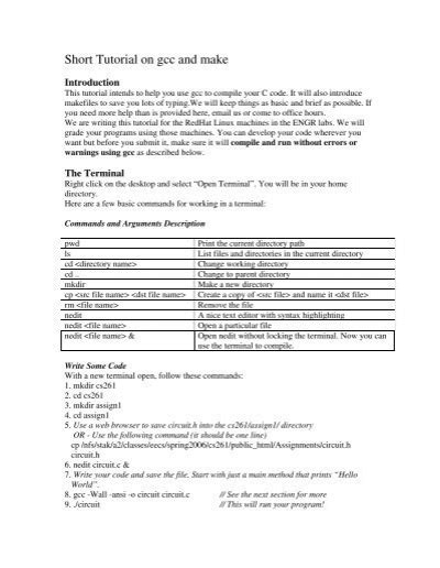 Short Tutorial On Gcc And Make Classes