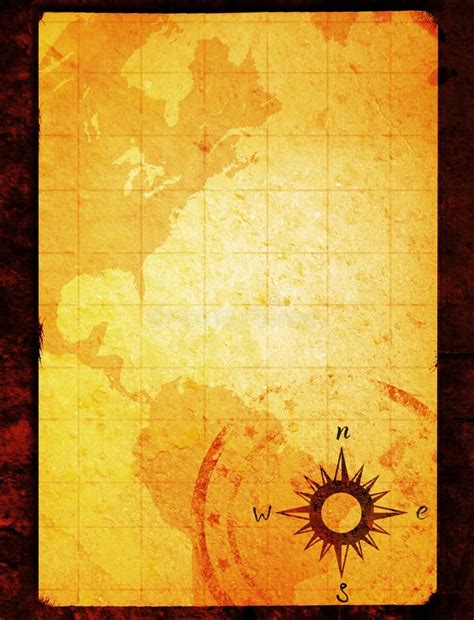 Old Map With A Compass On It Stock Image Image Of Navigate Grunge