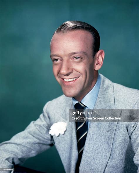 Fred Astaire Us Actor And Dancer Wearing A Light Blue Shirt Black