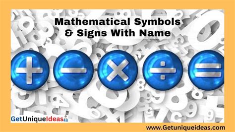 Mathematical Symbols And Signs With Name Getuniqueideas