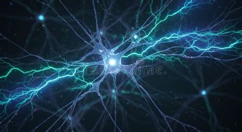 Glowing Neuron Network Digital Illustration Stock Illustration