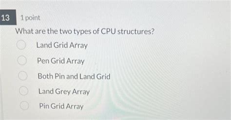 Solved What Are The Two Types Of Cpu Structures Land Grid