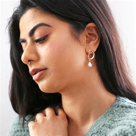 Organic Circle Pearl Drop Earrings In Gold Designed In The Uk Gold The Bullish Store