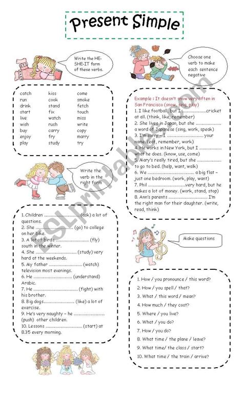 Present Simple Exercises Esl Worksheet By Jeriquel