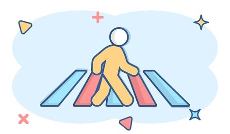 Icono De Paso De Peatones En Estilo Cómico Personas Pasarela Dibujos