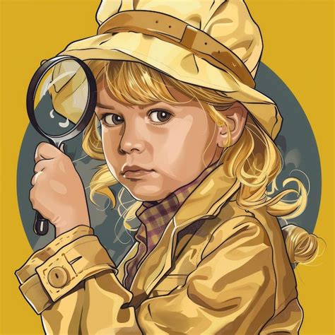 A Girl With A Magnifying Glass Is Holding A Magnifying Glass Premium