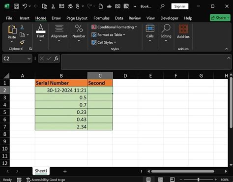 Excel Second Function