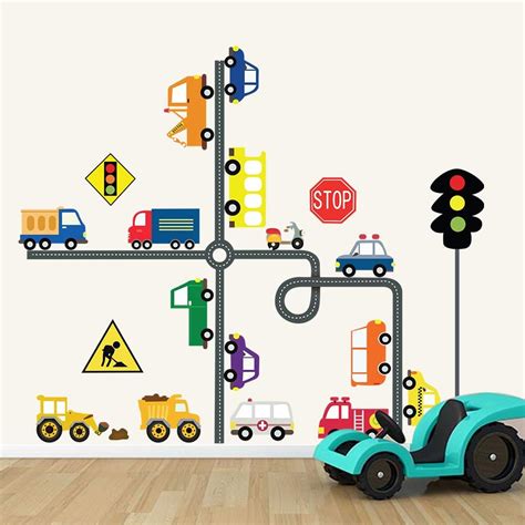 Decalmile Pegatinas De Pared Transportes Y Carreteras Vinilos Decorativos Infantiles Educación