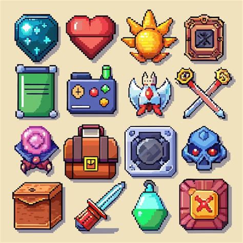 Pixelated Game Assets For User Interface Design Premium Ai Generated