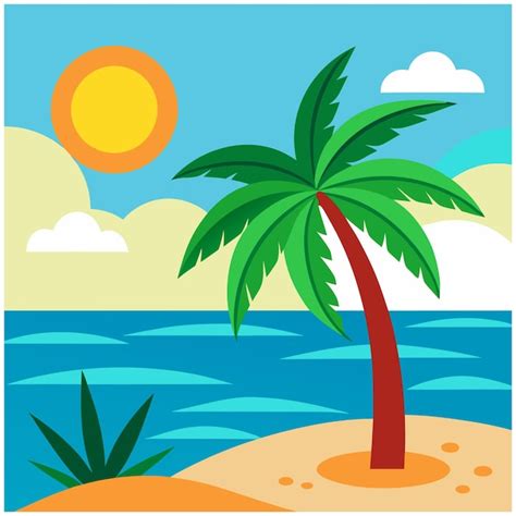 Beach Tree Vector Premium Ai Generated Vector