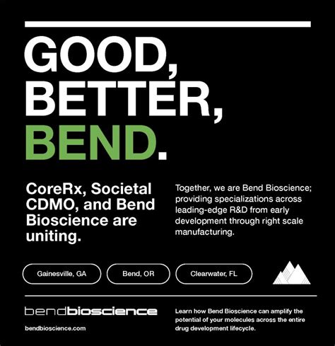Corerx Societal Cdmo And Bend Bioscience Unite Under Bend Bioscience