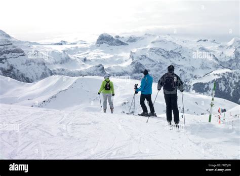 People Skiing In The Swiss Alps At Lenk Canton Of Bern Switzerland