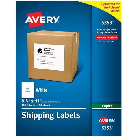 Avery Full Sheet Shipping Labels For Copiers 8 5 X 11 Inches White