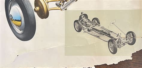 Original Vw Beetle Chassis Schematic Poster Antique Signs