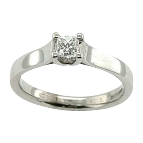 025ct Gvs Solitaire Princess Cut Diamond Ring In 18ct White Gold At