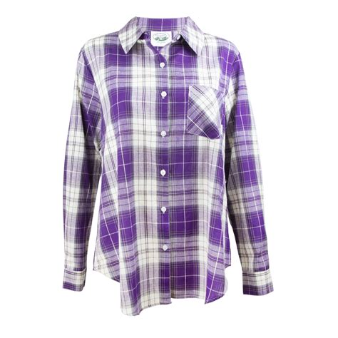 Woodland Creek Womens Long Sleeve Purple Plaid Shirt Xl