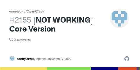 Not Working Core Version · Issue 2155 · Vernesongopenclash · Github