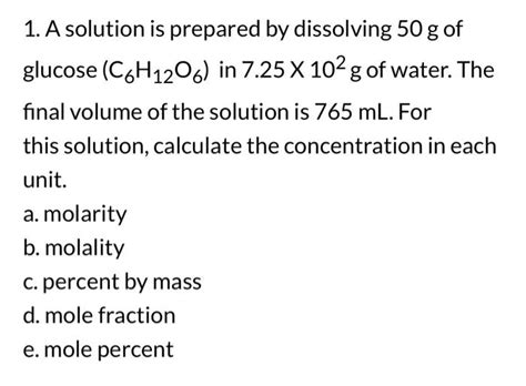 Solved A Solution Is Prepared By Dissolving G Of Chegg
