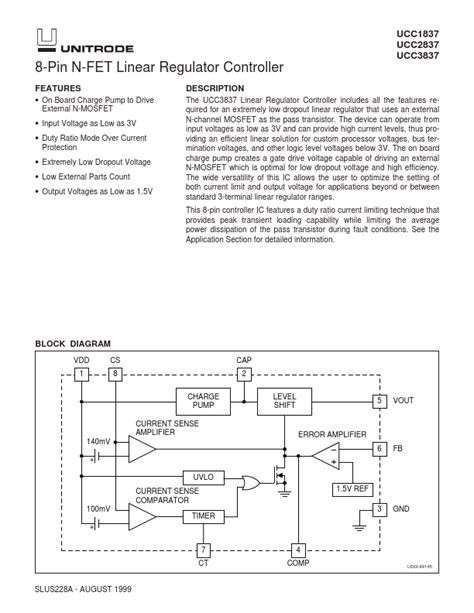 Ucc1837 Datasheet 8 Pin N Fet Linear Regulator Controller Unitrode