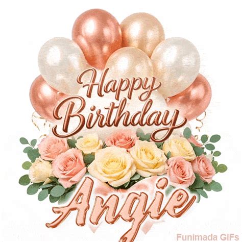 Pink Roses And Balloons Happy Birthday Angie  Download On