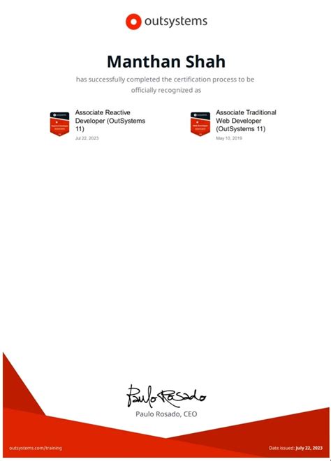 Manthan S On Linkedin Achieved Associate Reactive Developer Certification From Outsystems