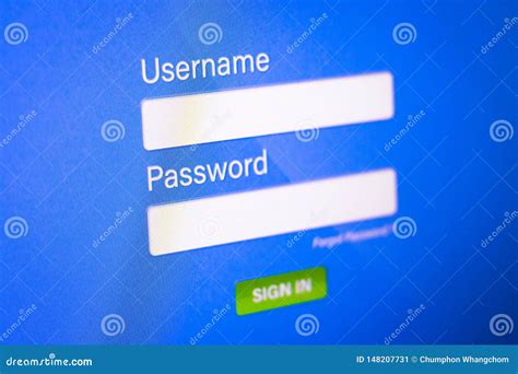 Closeup Of Password Box On Login Background Online Username And Passwords Stock Image Image